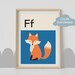 Letter F Alphabet Poster F is for Fox Learn ABC Print Nursery Decor ...
