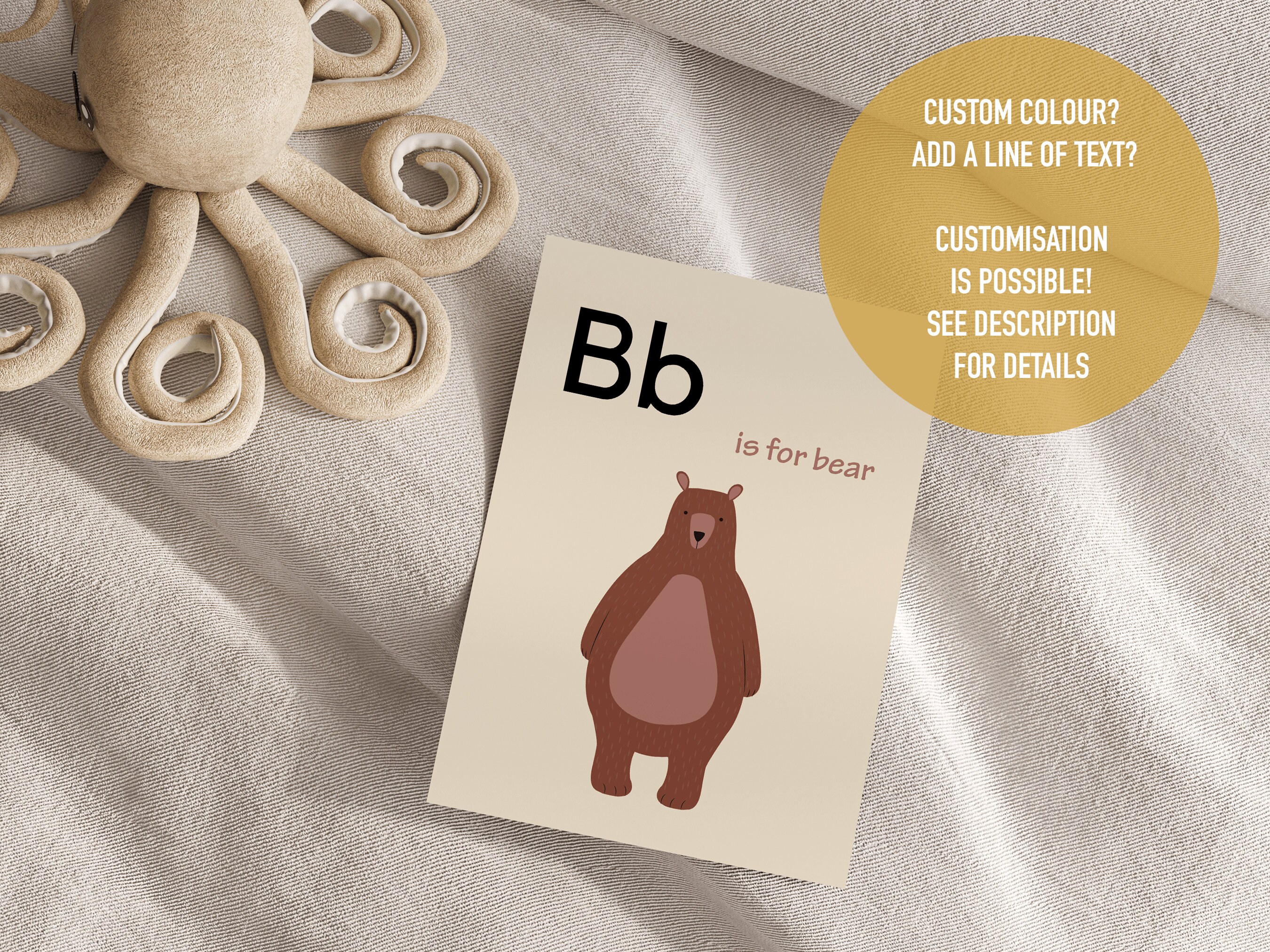 Letter B Alphabet Poster B is for Bear Learn ABC Print Woodland Nursery ...