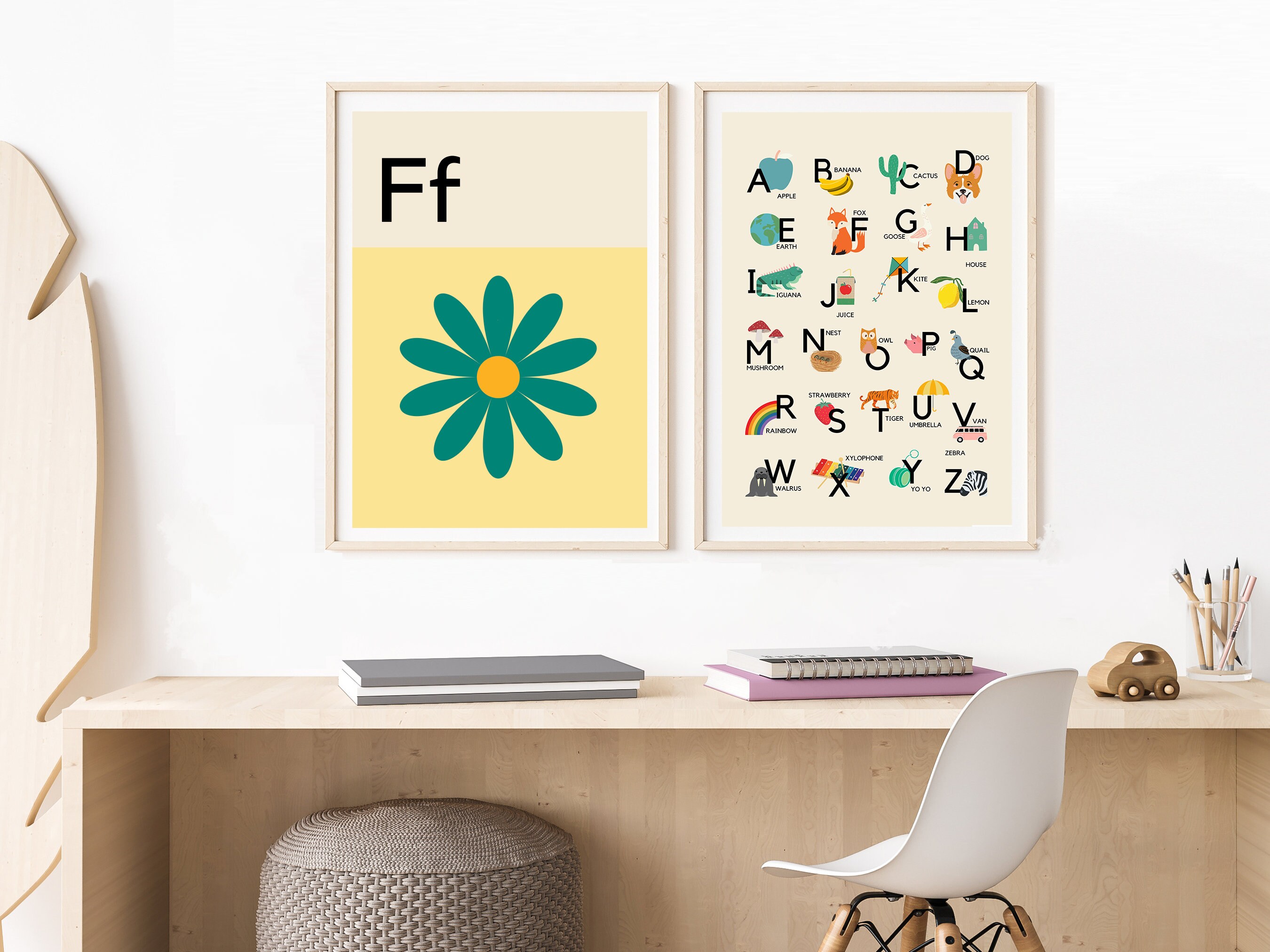 Letter F Alphabet Poster F is for Flower Learn ABC Print Nursery Decor ...