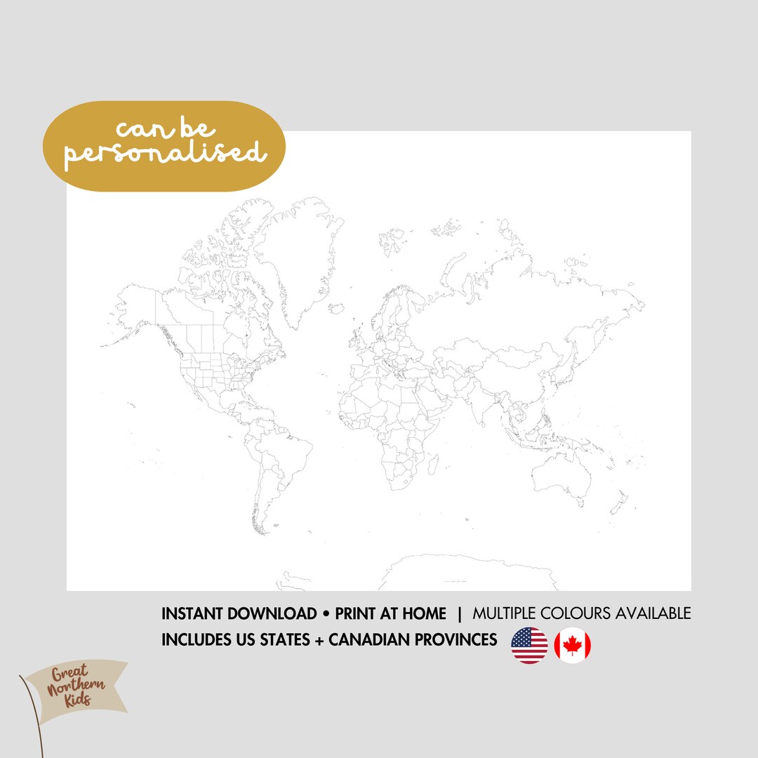 World Map Colouring Colour in Travel Map Bucket List Map World Map With ...
