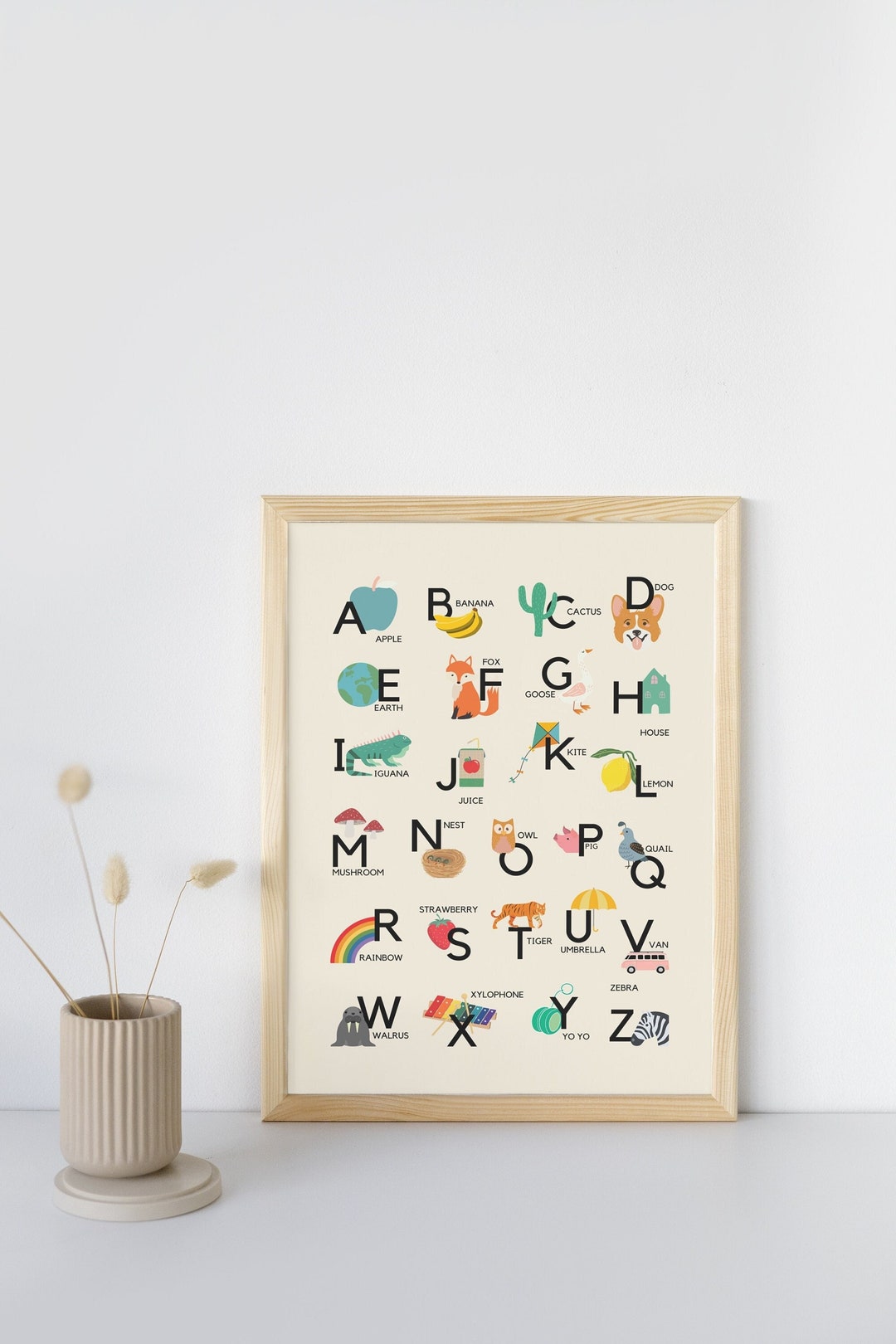 Alphabet Poster for Kid Nursery Wall Art Printable A to Z Poster ...