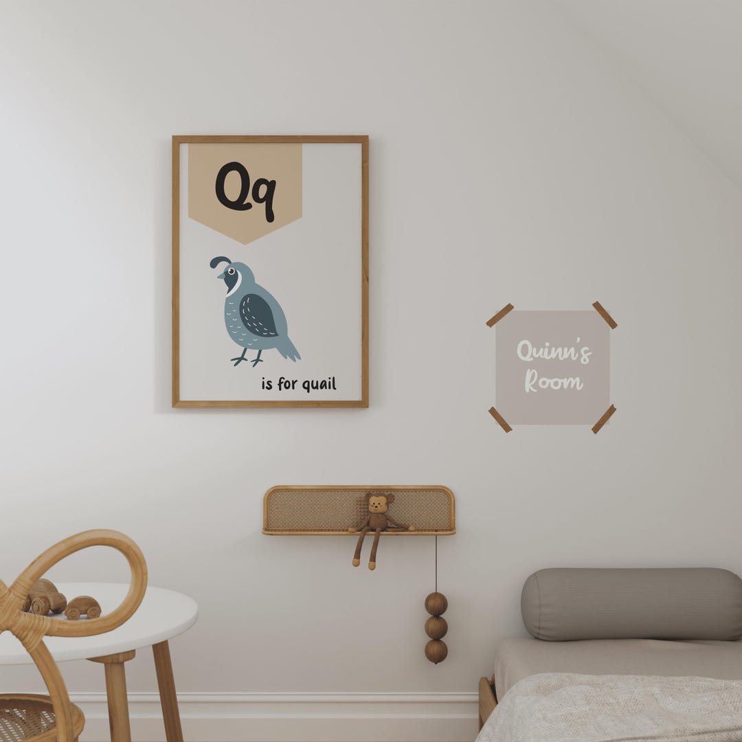 Letter Q Poster for Classroom Woodland Wall Art for Nursery Printable ...