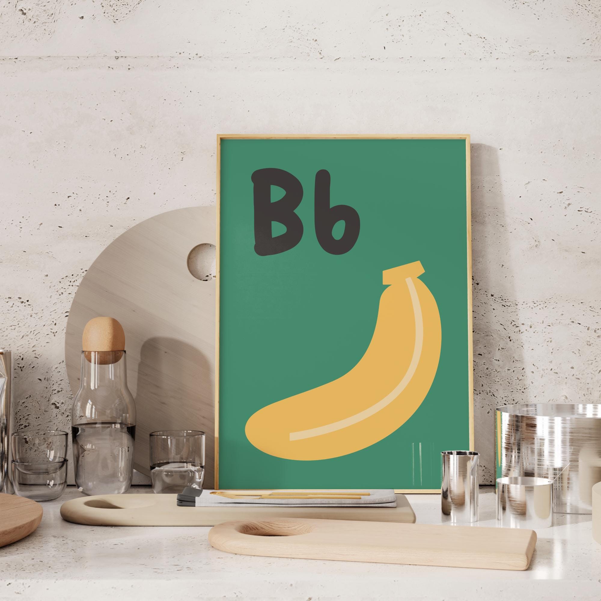 Letter B Alphabet Poster Initial B is for Banana ABC Print Nursery ...