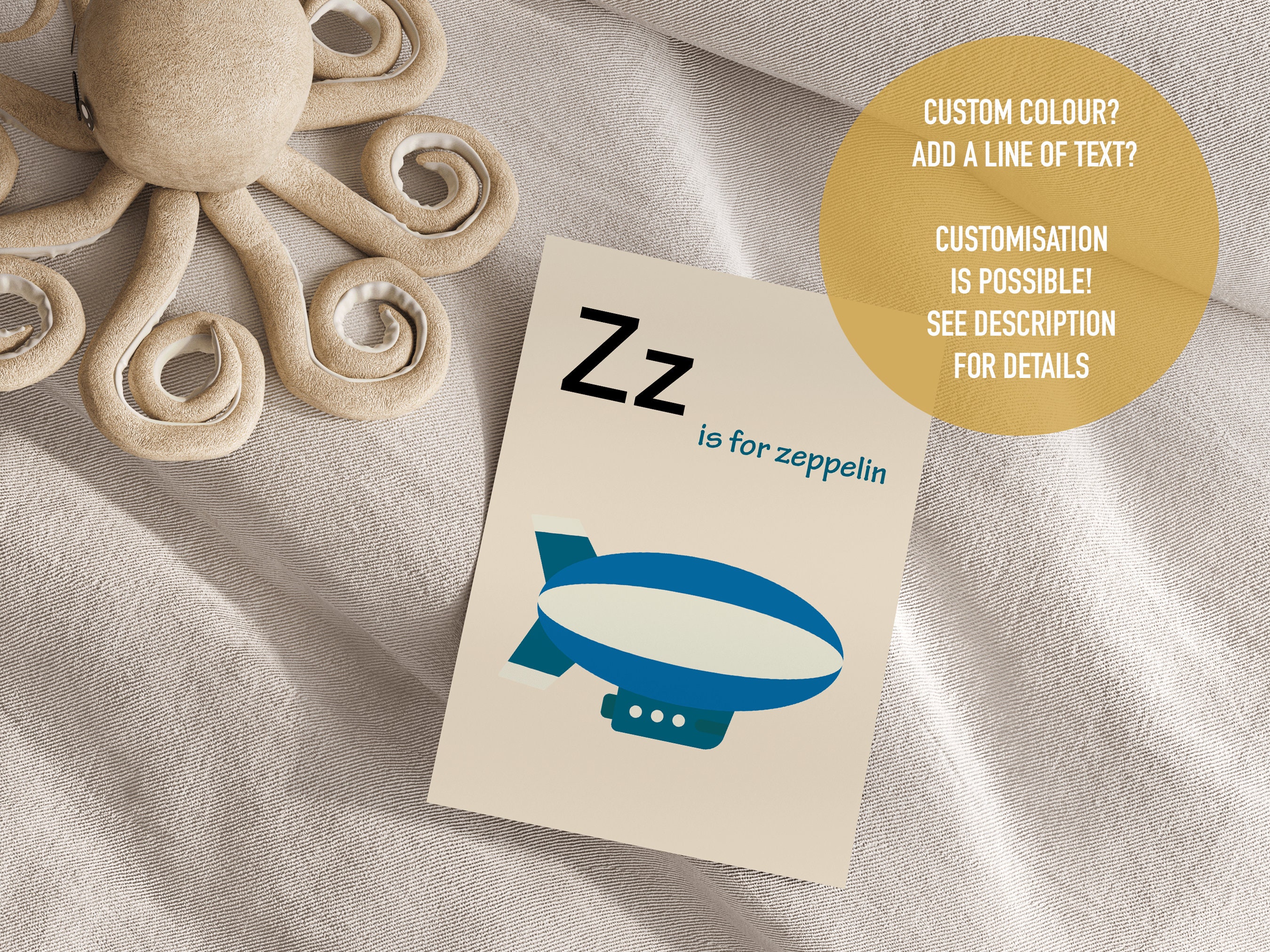 Letter Z Alphabet Poster • Z is for Zeppelin • Learn ABC Print ...