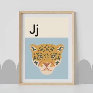 Letter J Alphabet Poster • J is for Jaguar • Learn ABC Print • Jungle ...