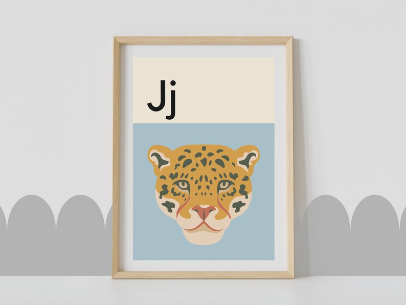 Letter J Alphabet Poster • J is for Jaguar • Learn ABC Print • Jungle ...