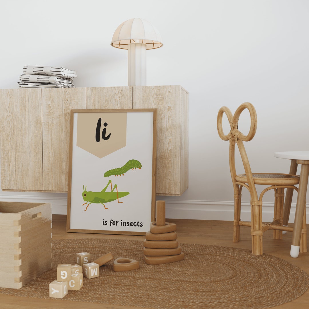 Letter I Print for Nursery Woodland Insects Print Nursery Wall Art ...