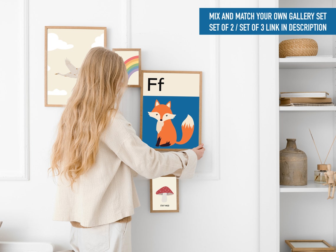 Letter F Alphabet Poster F is for Fox Learn ABC Print Nursery Decor ...