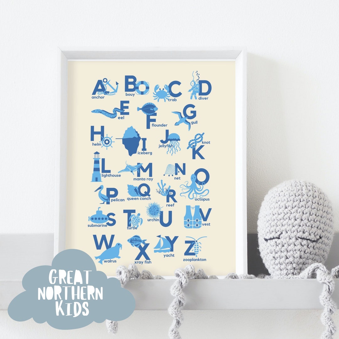 Alphabet Poster • Nautical Nursery • Classroom Poster • Kid Bedroom ...
