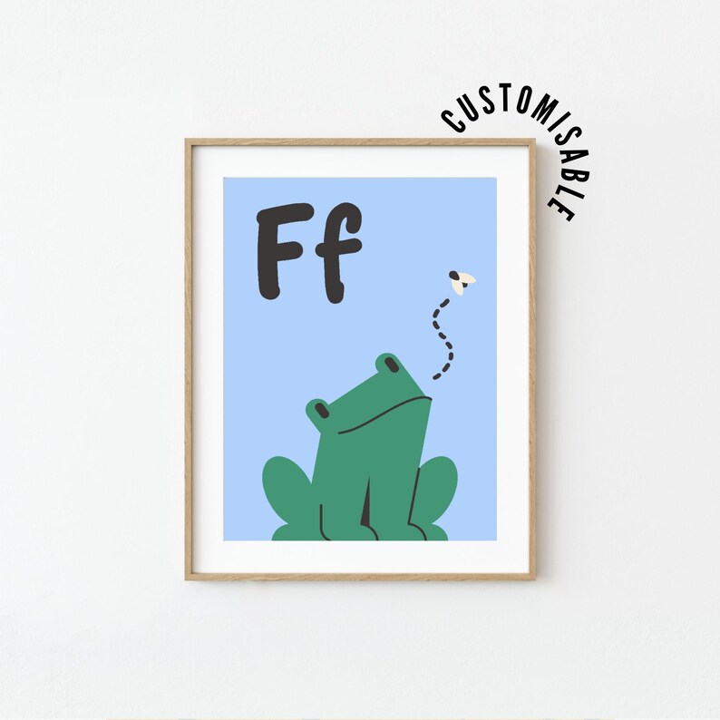 Letter F Alphabet Poster • F is for Frog • Learn ABC Print • Nursery ...