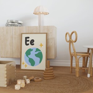 Letter E Alphabet Poster Initial E Print E is for Earth Poster for ...