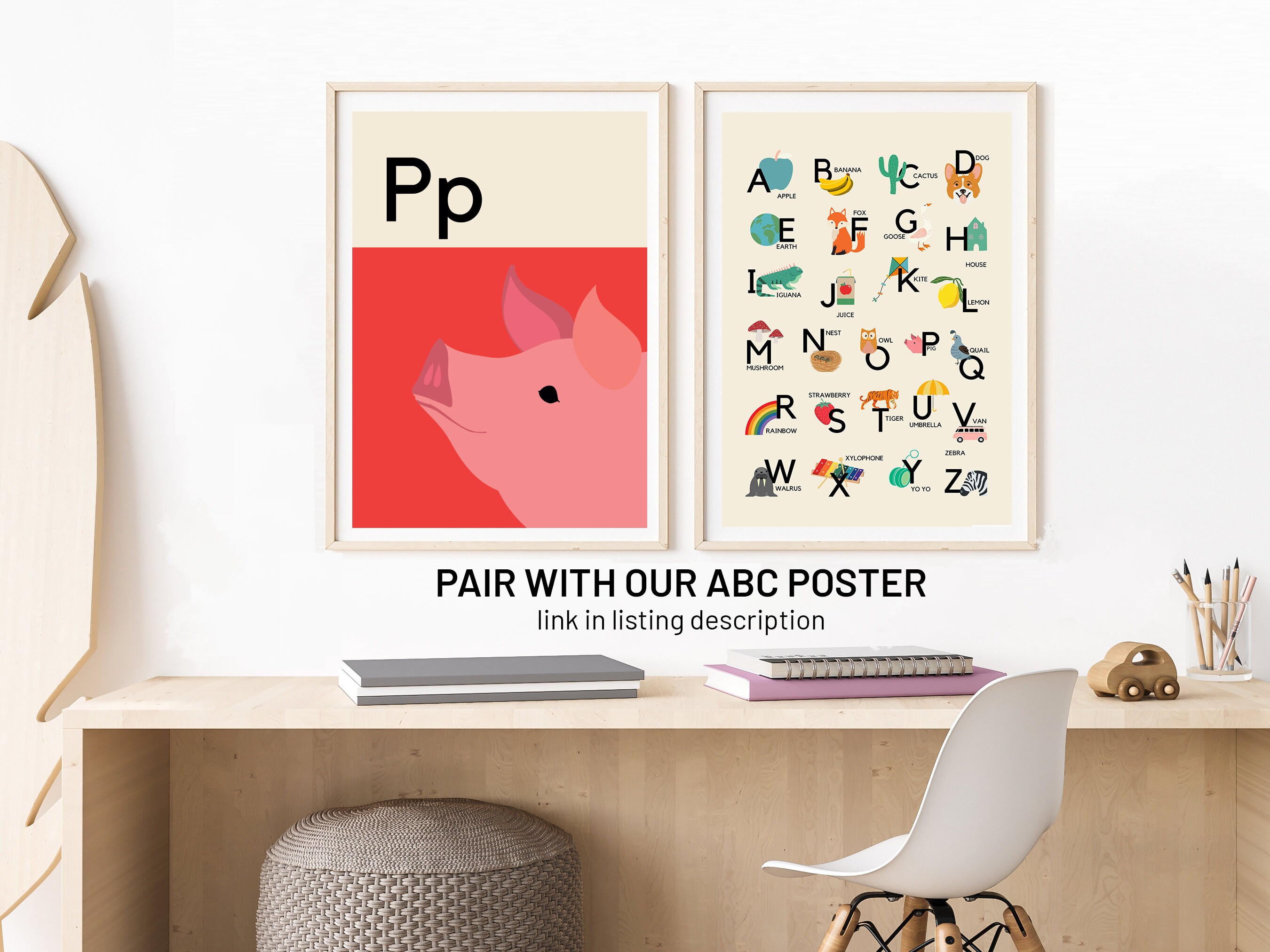 Letter P Alphabet Poster P is for Pig Learn ABC Print Nursery Decor ...