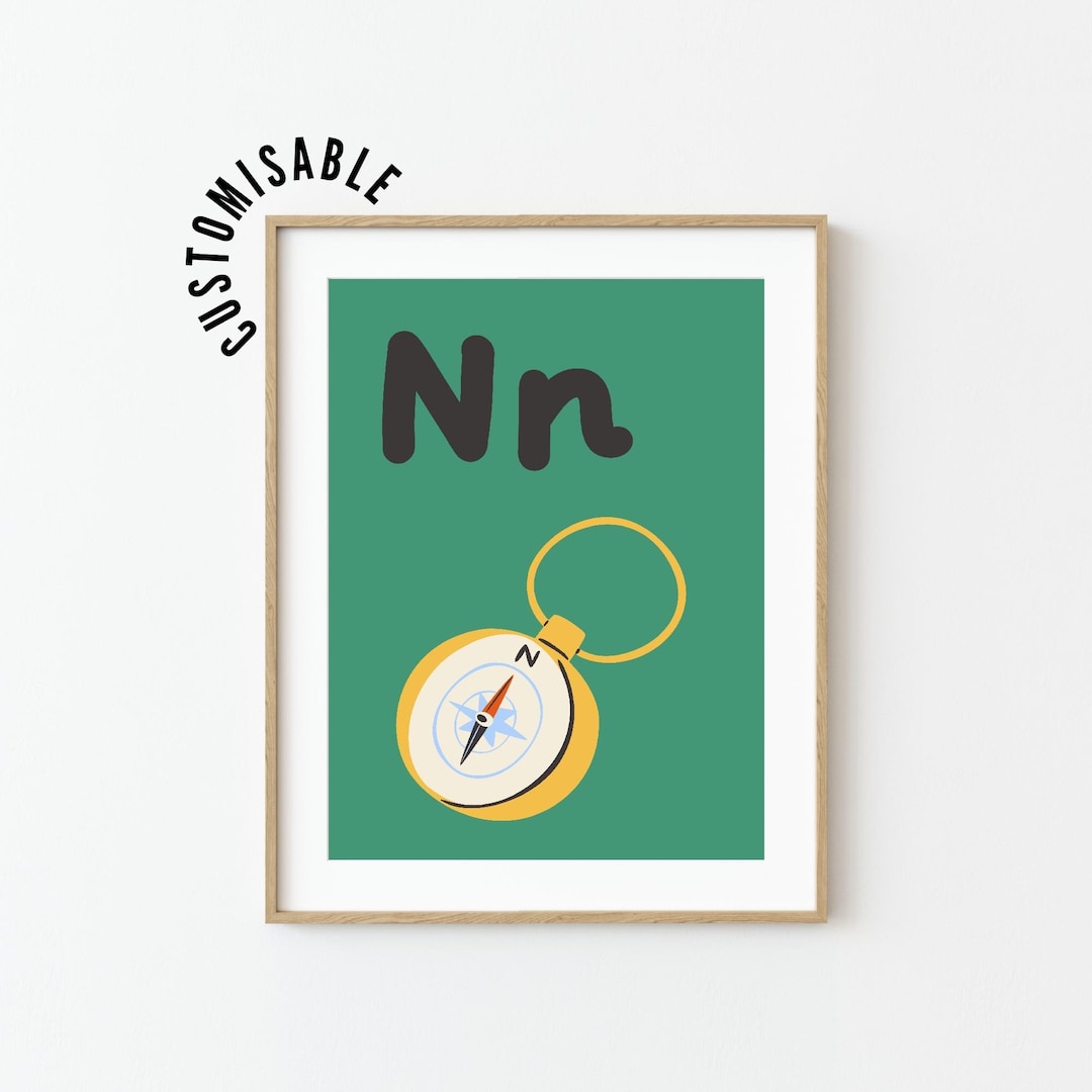 Letter N Alphabet Poster • N is for North • Learn ABC Print • Nursery ...
