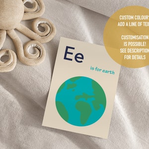 Letter E Alphabet Poster E is for Earth Learn ABC Print Nursery Decor ...