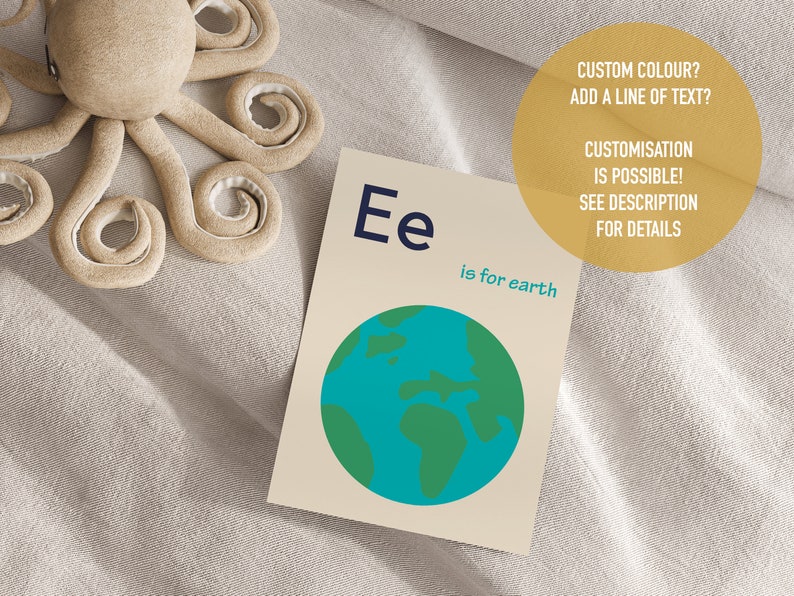 Letter E Alphabet Poster E is for Earth Learn ABC Print - Etsy