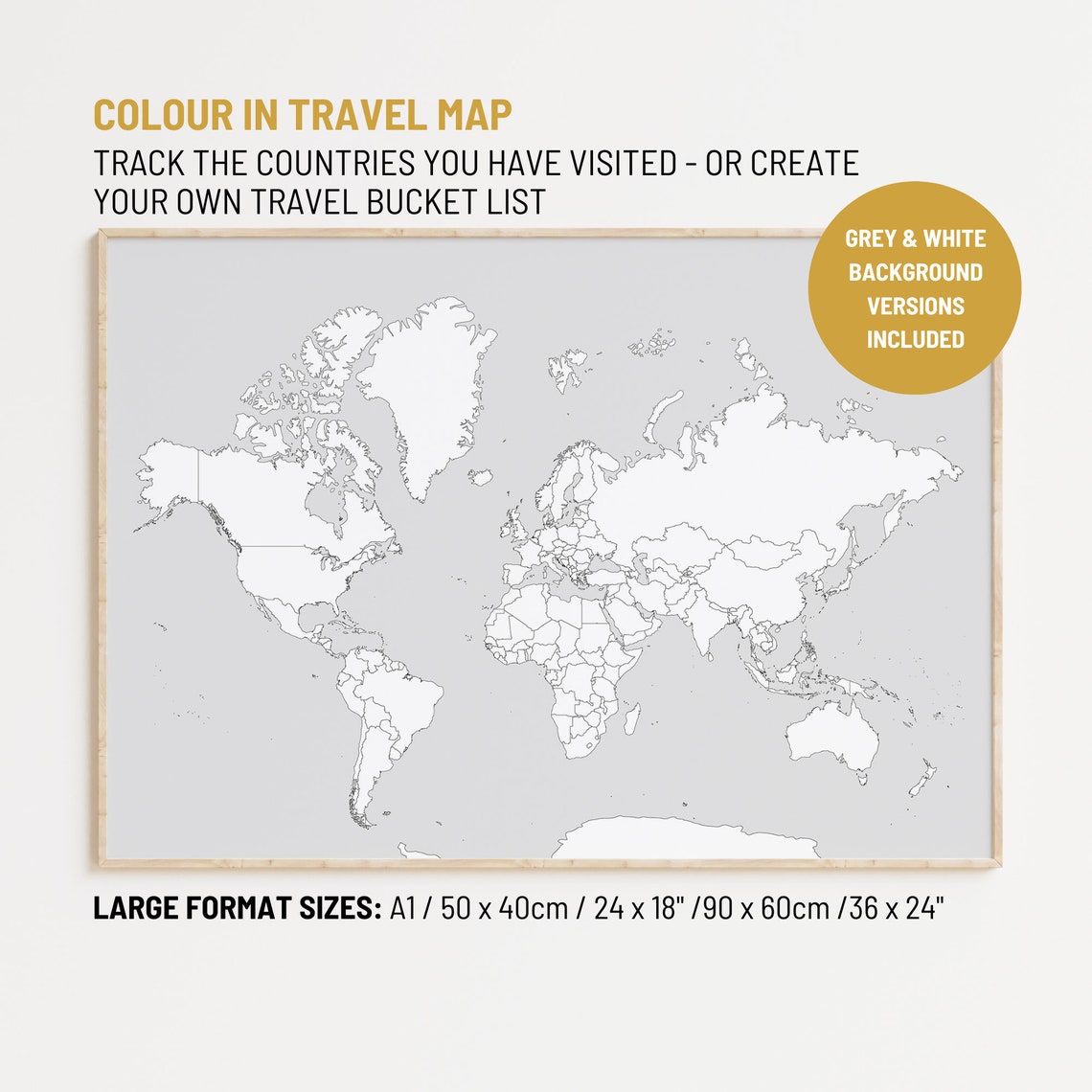 World Colouring Map Poster • Where I've Been Tracker • Nursery Wall Art ...