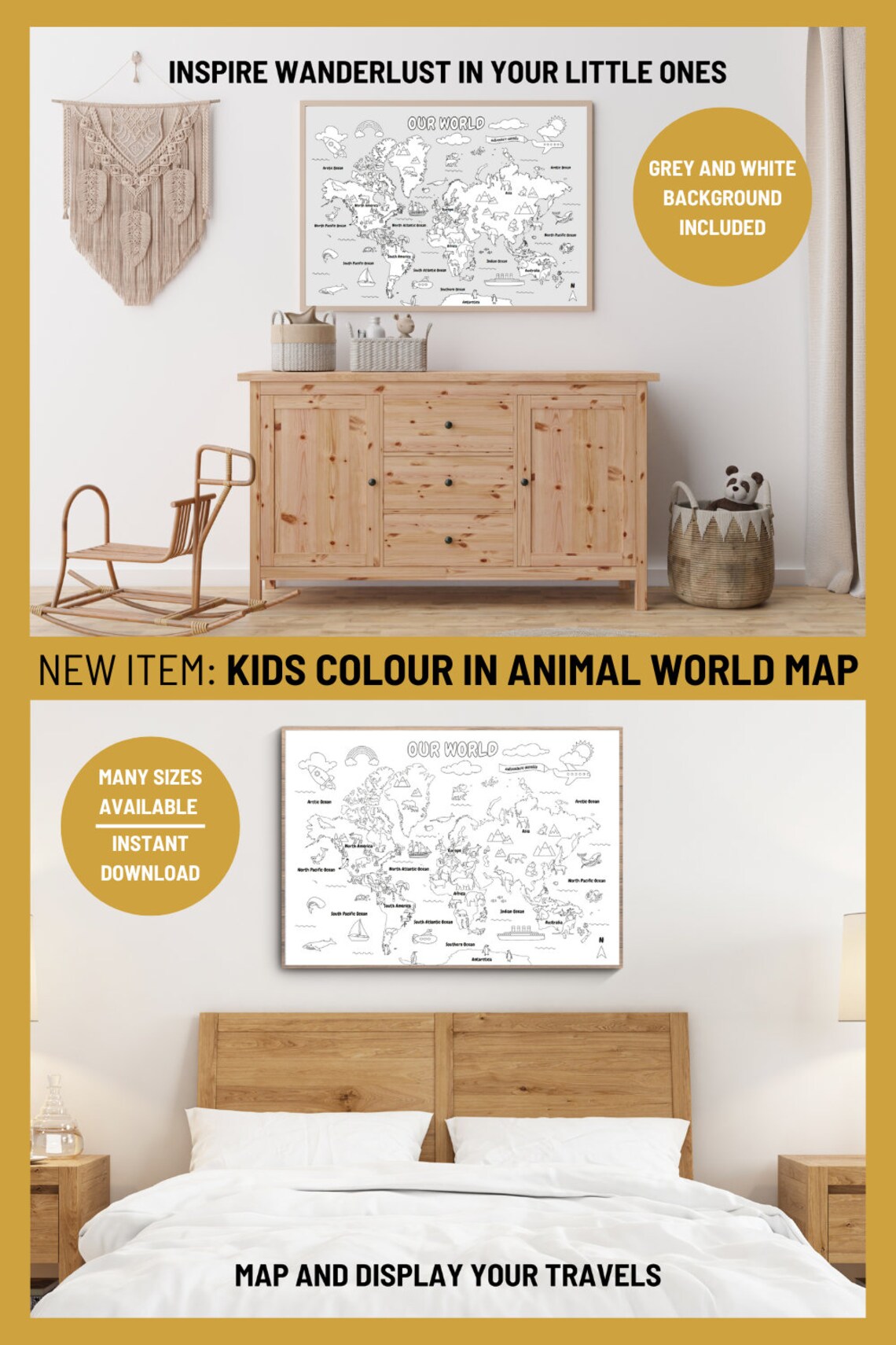 Animal World Map World Map Kids Coloring Page Printable World Map ...
