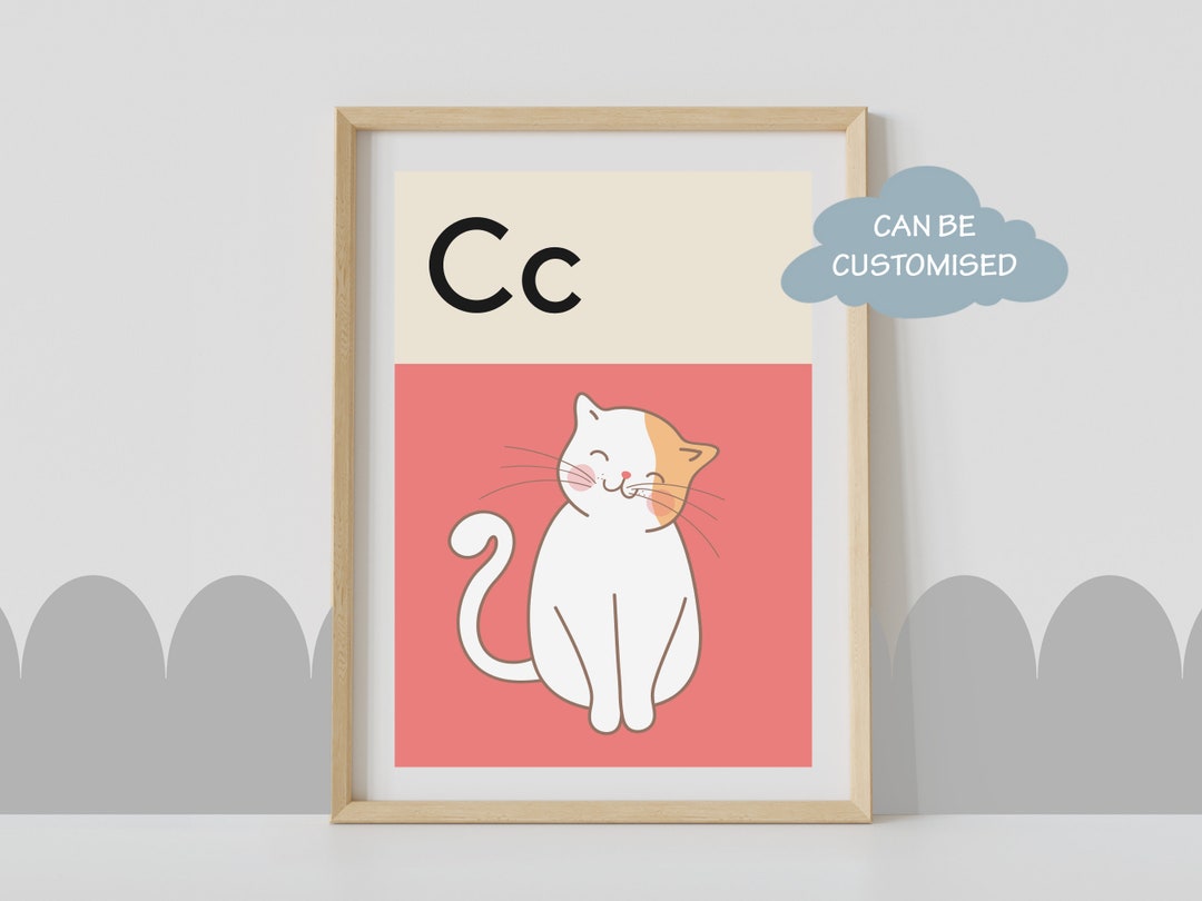 Letter C Alphabet Poster C is for Cat Learn ABC Print Nursery Decor ...