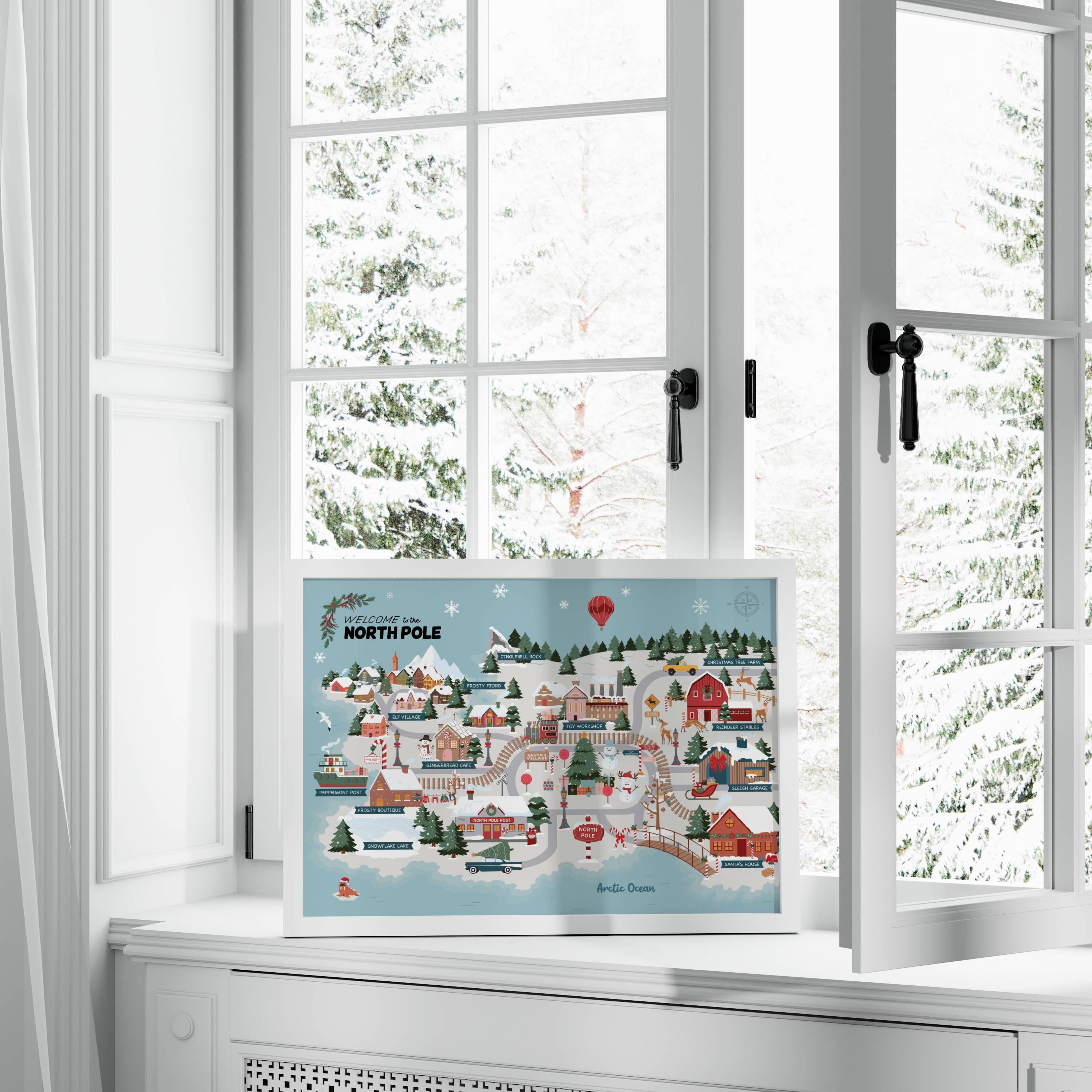 North Pole Map Poster North Pole Christmas Decor for Kids Christmas ...