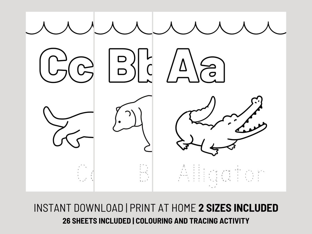 Animal Alphabet 26 Colouring Page Printable • Classroom Activity • ABC ...