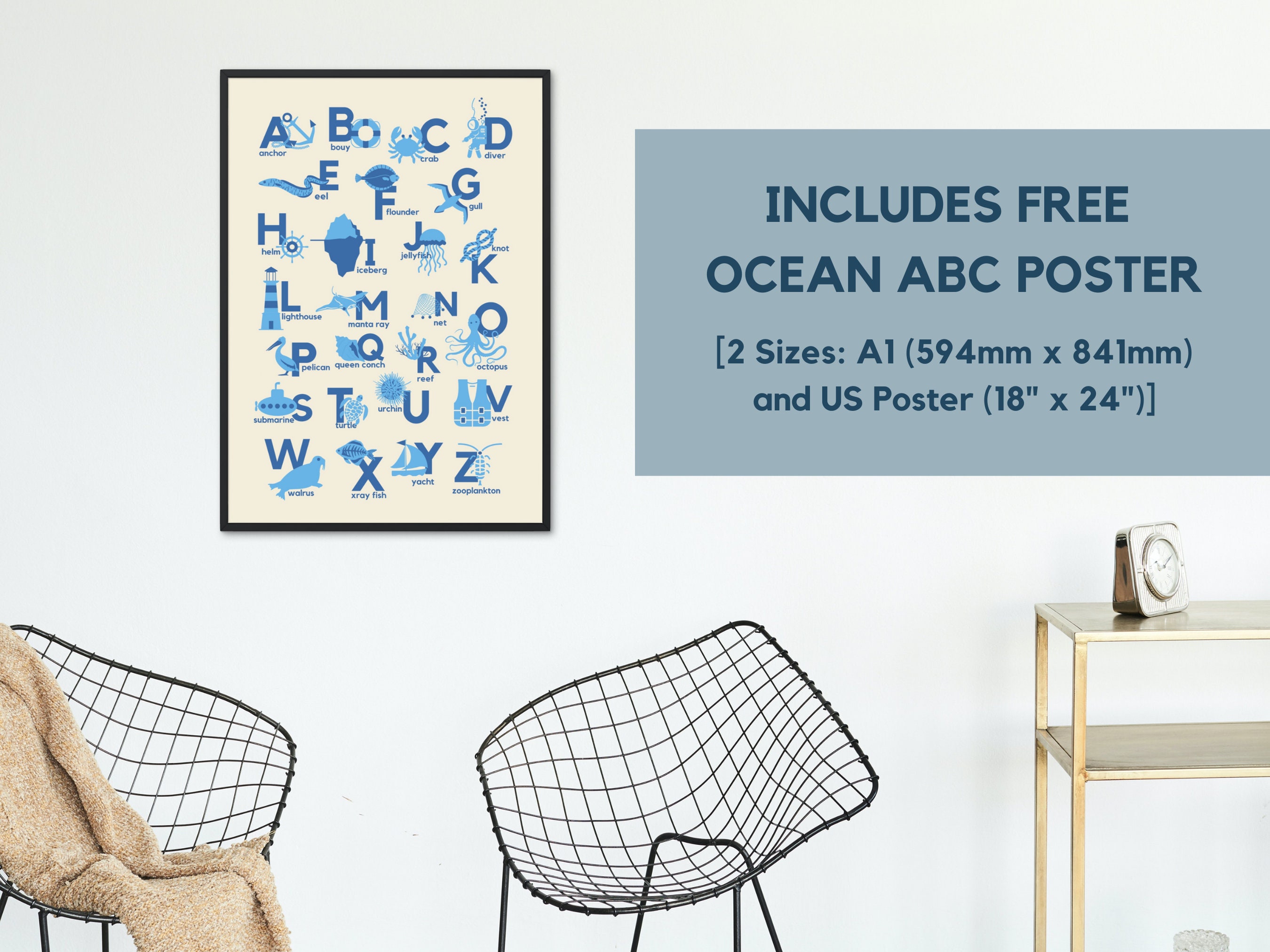 ABC Alphabet Cards Ocean Alphabet Cards Educational - Etsy