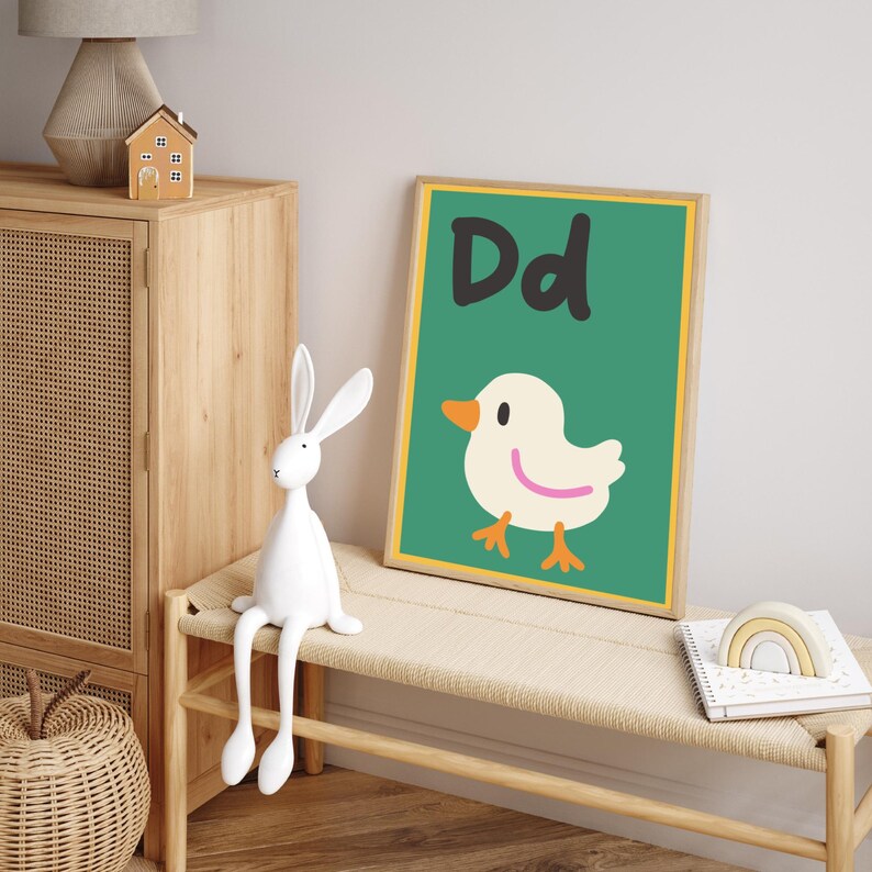 Letter D Alphabet Poster D for Duck Learn ABC Print Nursery Decor ...