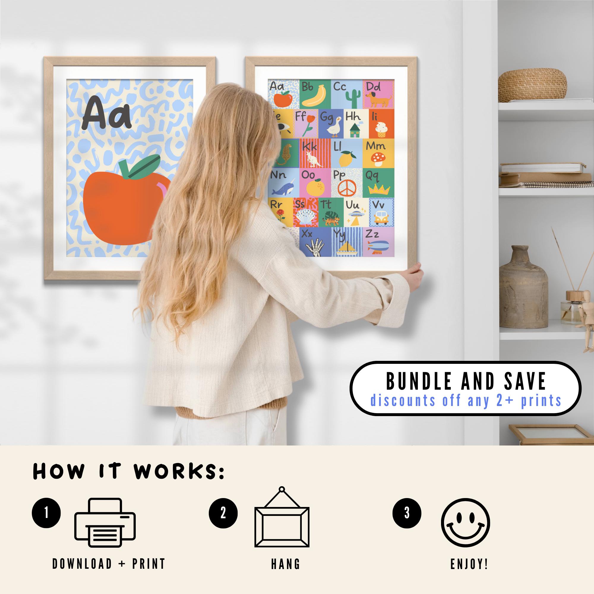 Alphabet Poster Colorful Classroom Decor for Toddler Room Wall Art for ...