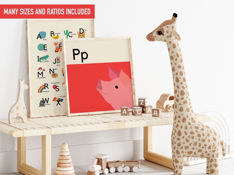 Letter P Alphabet Poster P is for Pig Learn ABC Print Nursery Decor ...