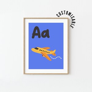 Letter A Alphabet Poster A is for Airplane Learn ABC Print Nursery ...