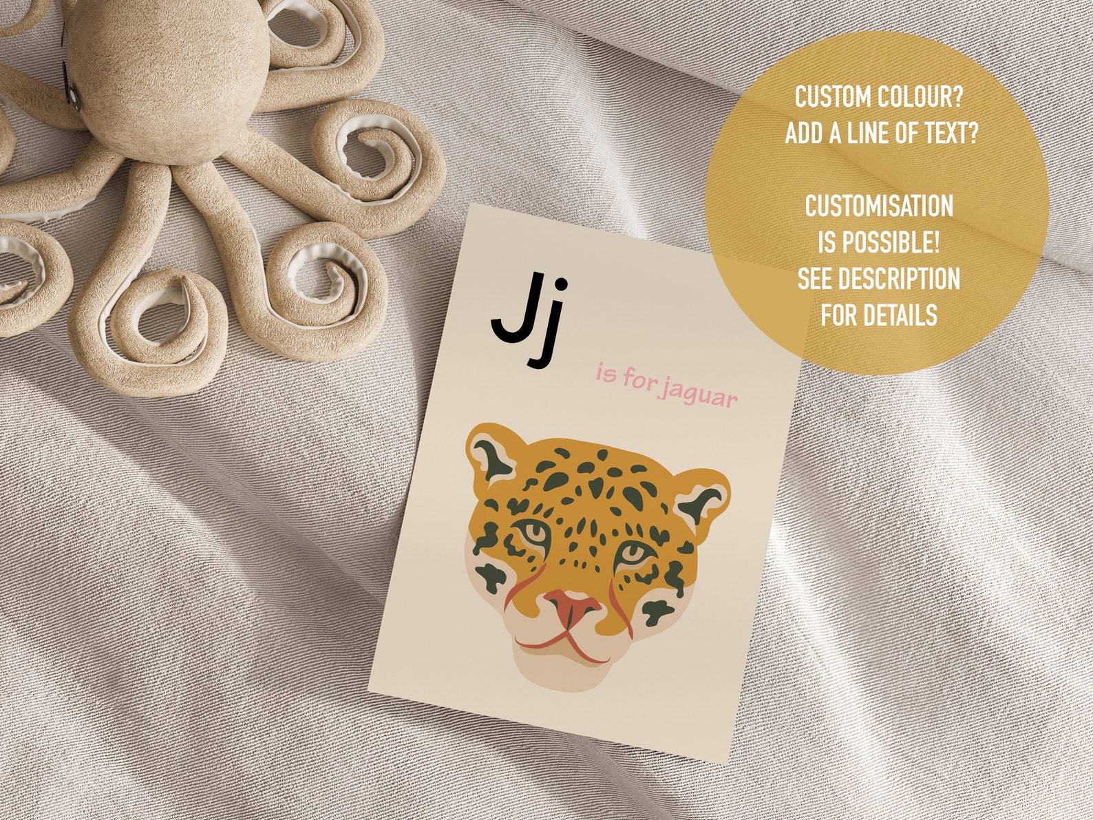 Letter J Alphabet Poster J is for Jaguar Learn ABC Print Jungle Nursery ...