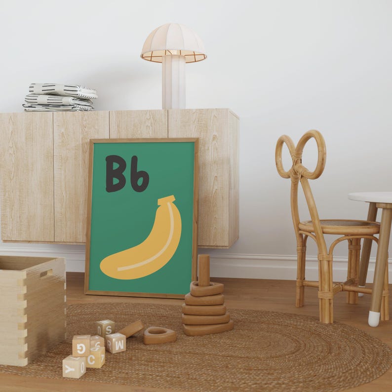 Letter B Alphabet Poster Initial B is for Banana ABC Print Nursery ...