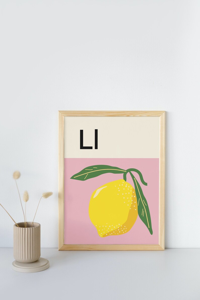 Letter L Alphabet Poster L is for Lemon Learn ABC Print Nursery Decor ...
