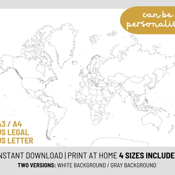 Coloring World Map - Etsy