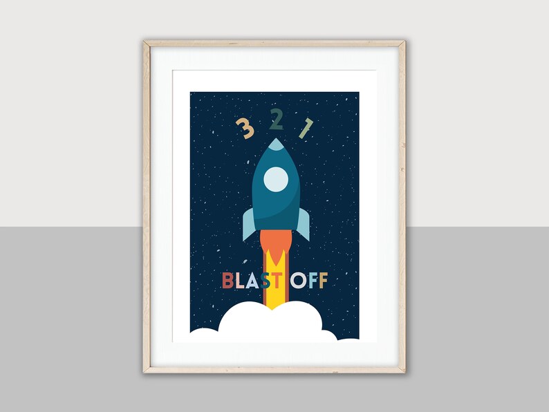 Rocket Ship Blast off Print, Space Nursery Decor (digital Download) - Etsy
