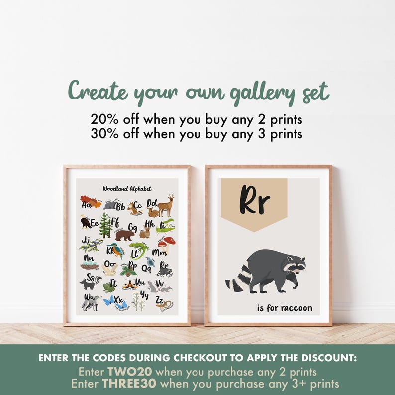 Letter R Poster for Nursery Decor Woodland Wall Art for Kids Room ...