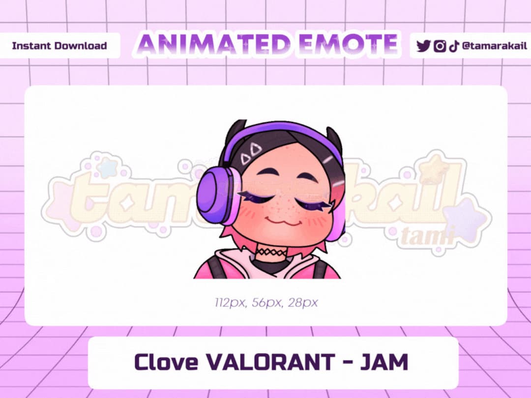ANIMATED CLOVE EMOTE Valorant Jam Emote Twitch Discord Music Headphones ...