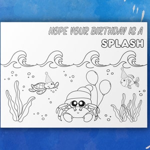 6 Themed Birthday Card Bundle Coloring Card Set Colorable Birthday Card ...