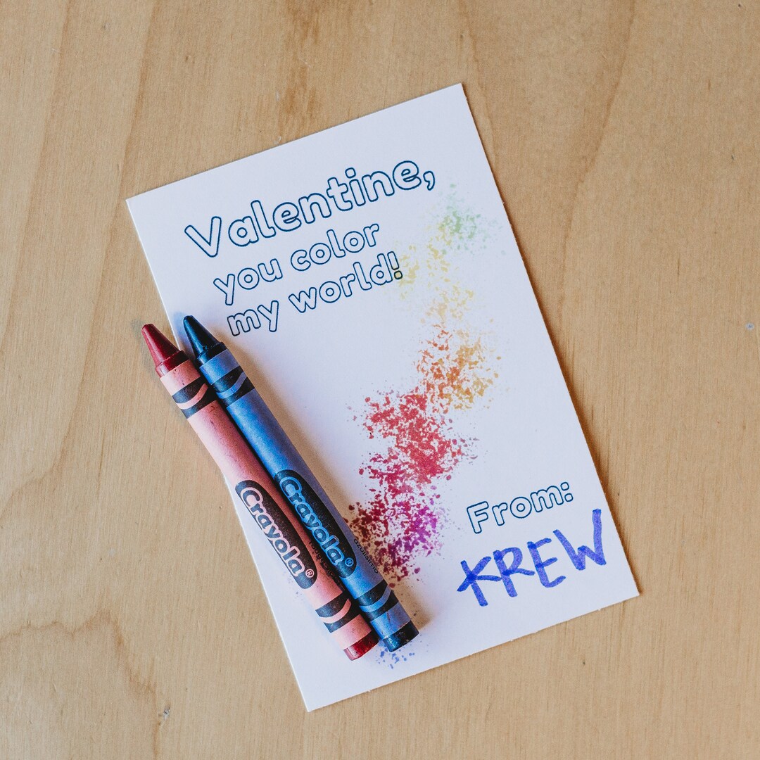 Printable Crayon Valentine | DIY Valentine Card | Coloring Valentine ...