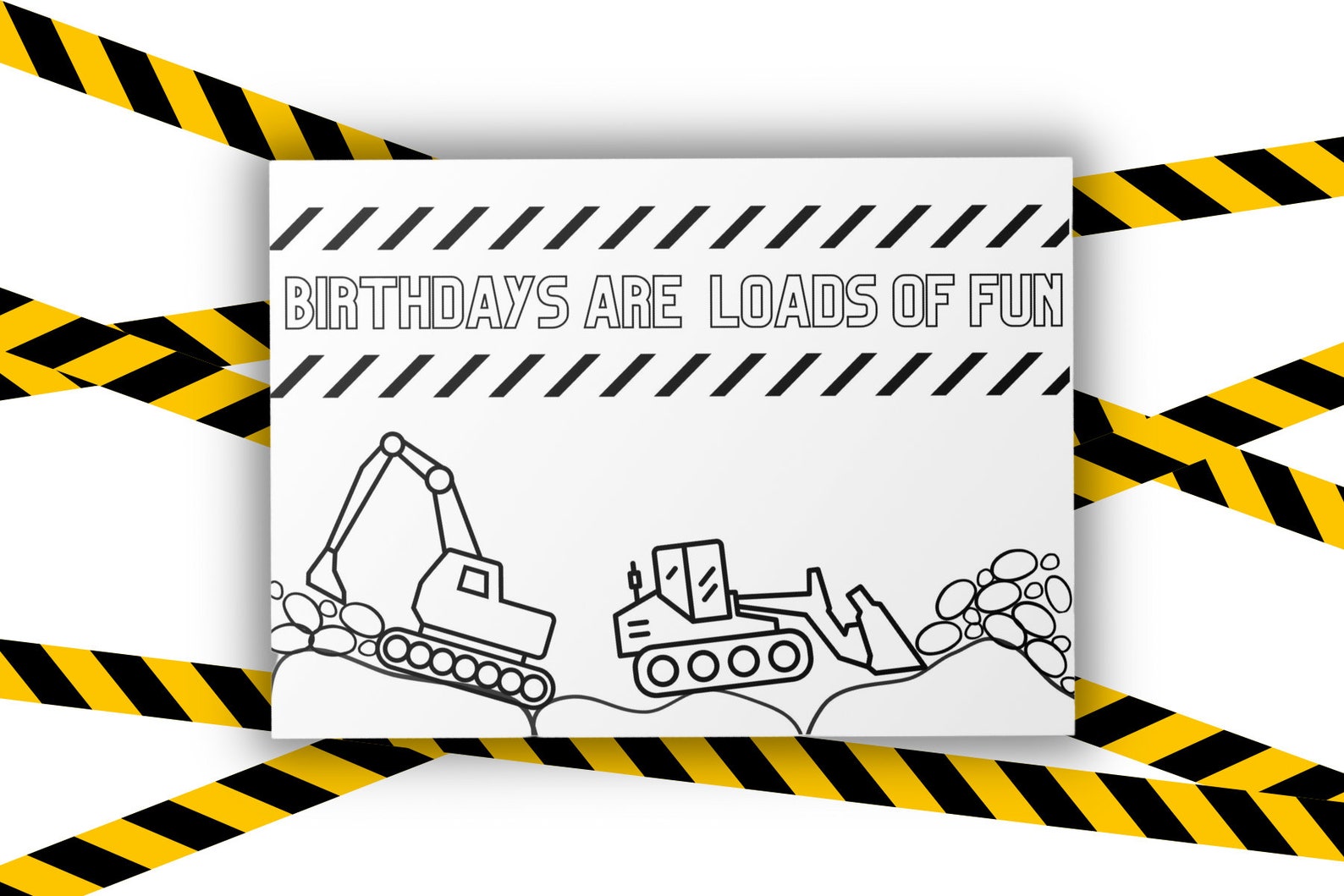 Construction Birthday Card Unique Card Coloring Birthday - Etsy