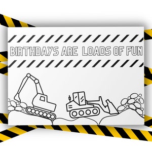 Construction Birthday Card | Unique Card | Coloring Birthday Card ...