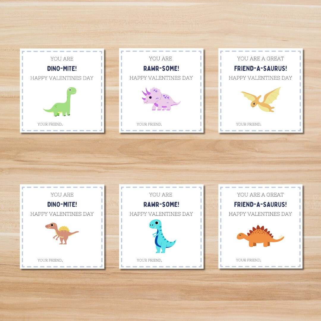 Printable Dinosaur Valentine | DIY Valentine Card | Digital Valentine ...