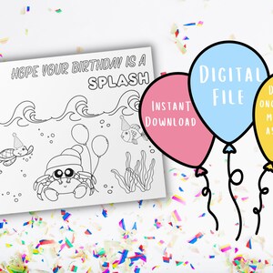 Ocean Birthday Card | Unique Card | Underwater Coloring Birthday Card ...