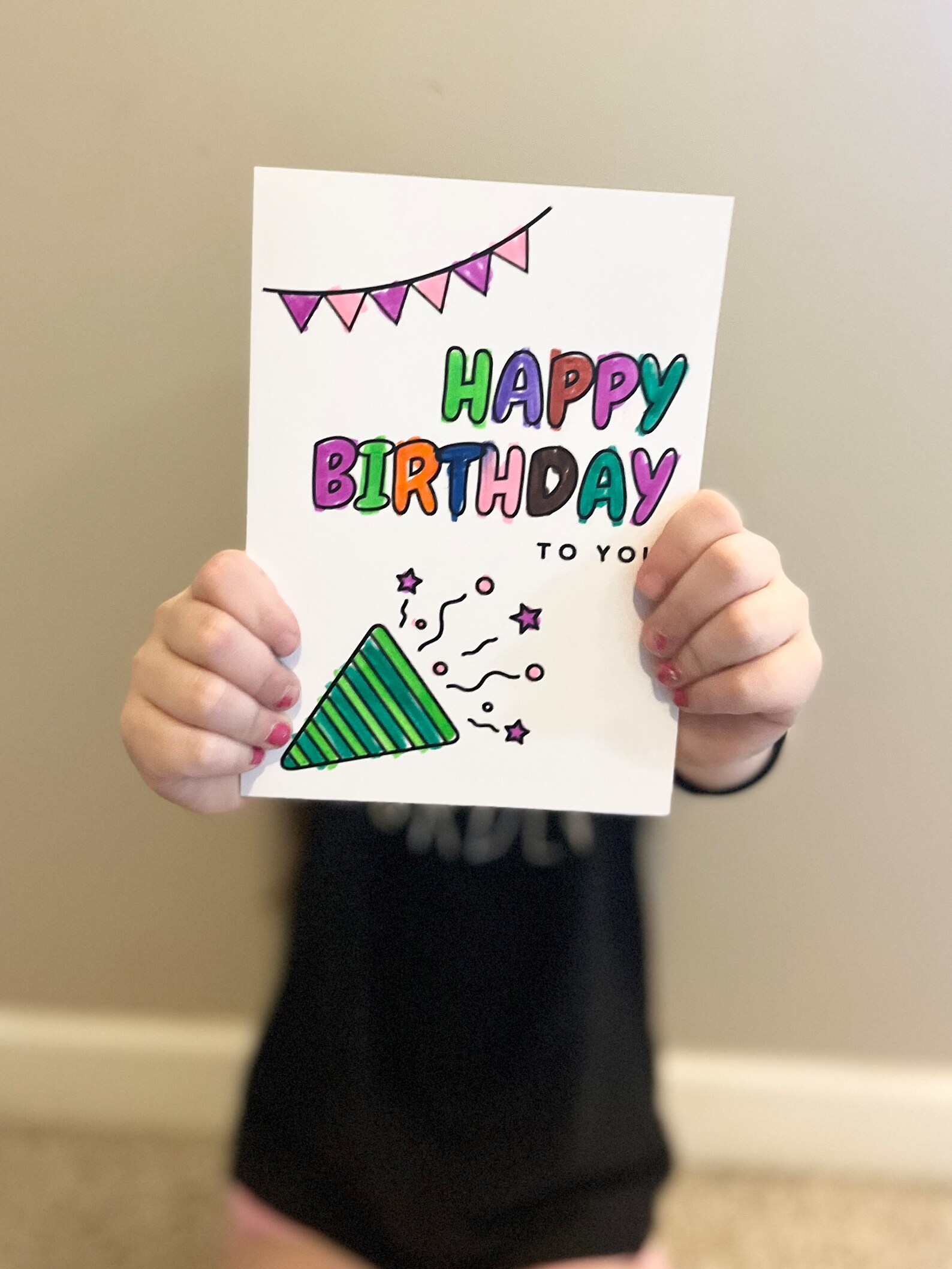 Birthday Card to Color | Unique Card | Colorable Birthday Card ...