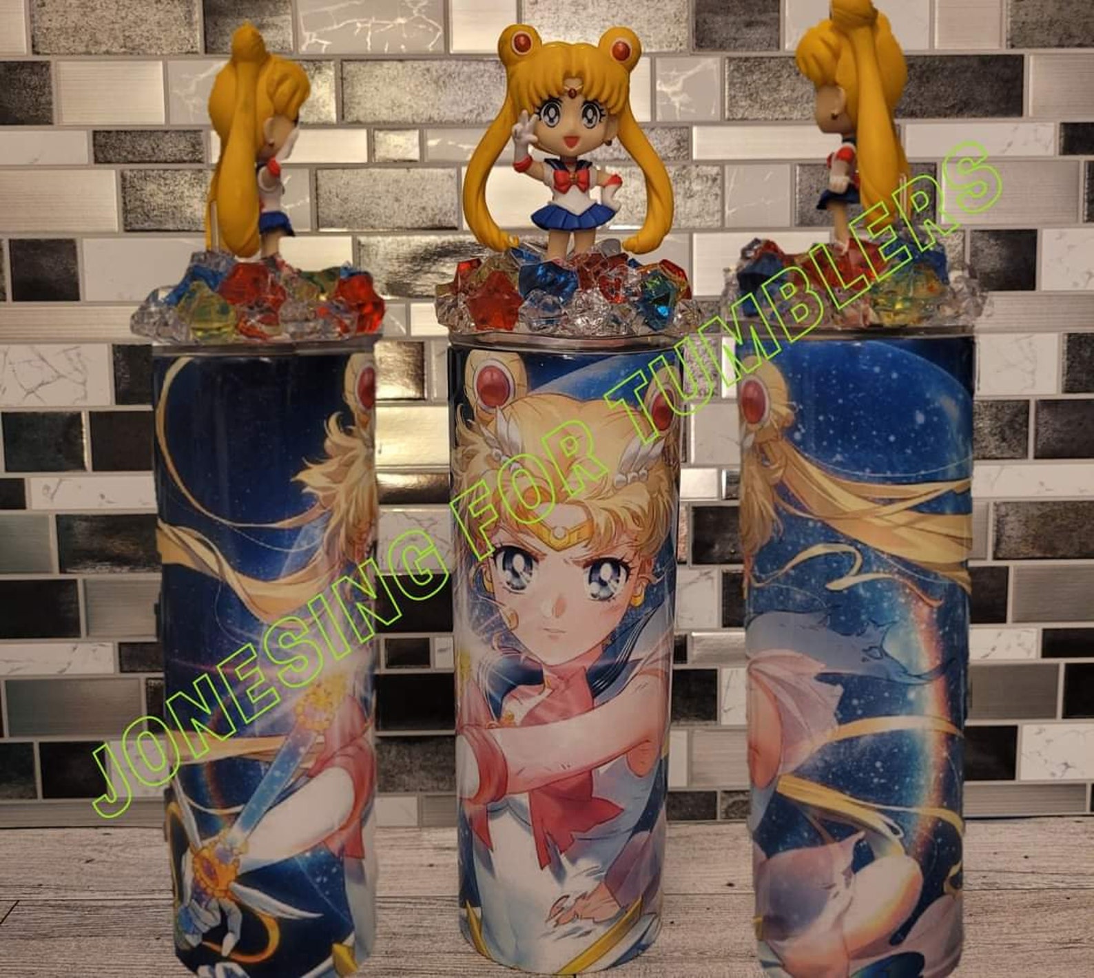 Multiple Anime Character Cups With Matching REMOVABLE Toppers. Please ...