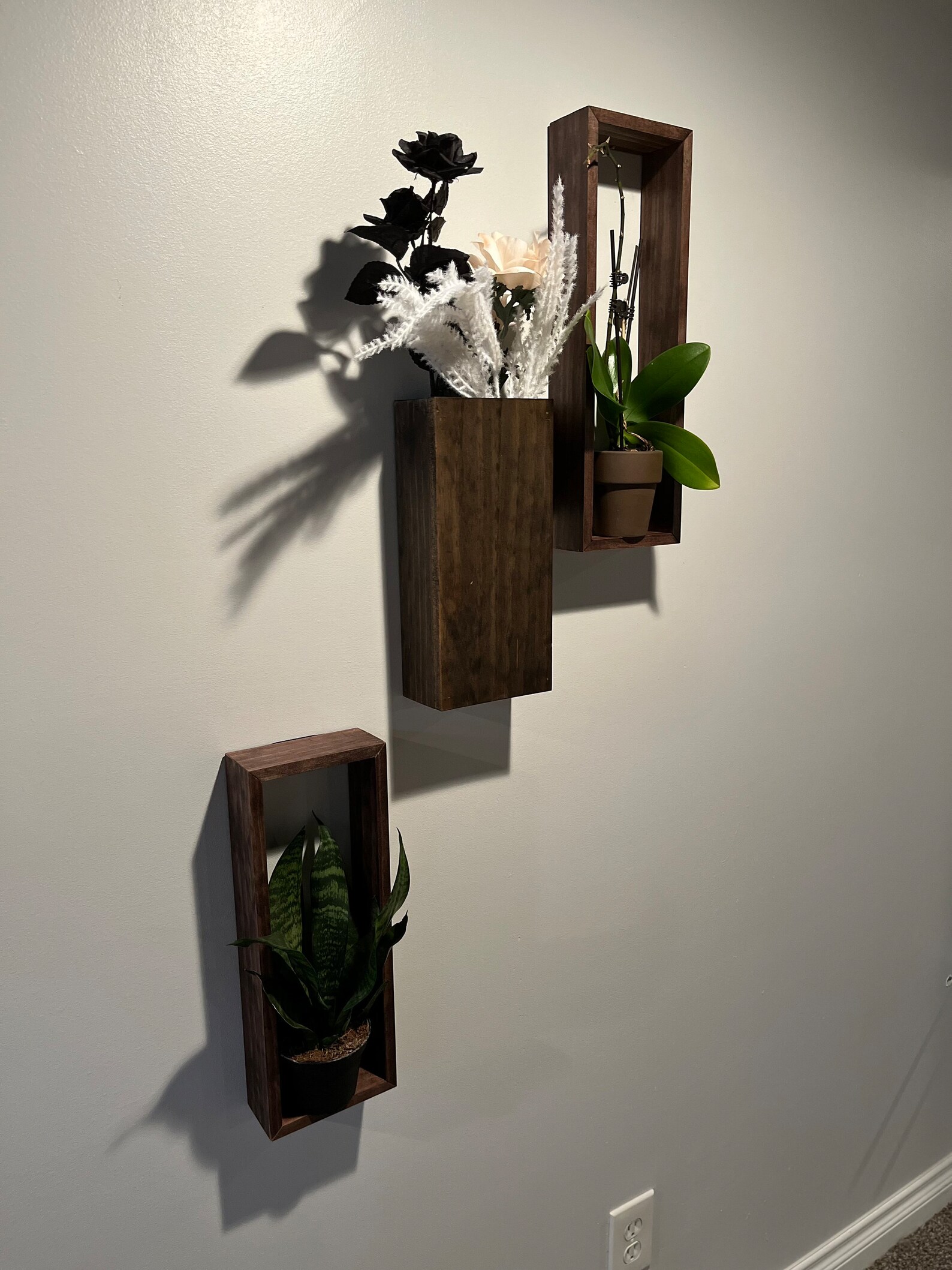 SET OF 2 Long Wood Box Wall Décor Wood Shelving - Etsy