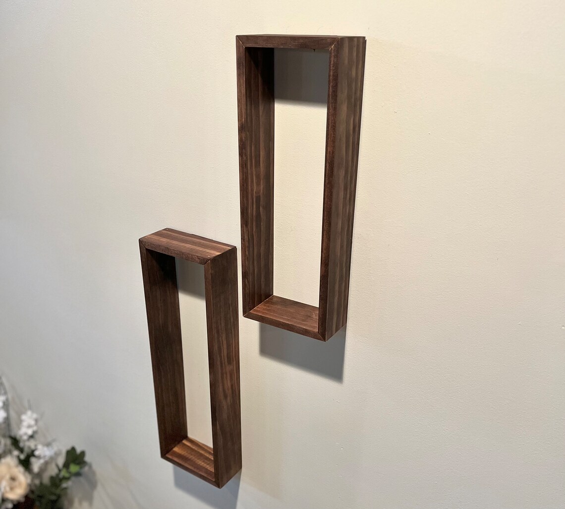 SET OF 2 Long Wood Box Wall Décor Wood Shelving Rustic Farmhouse Wall ...