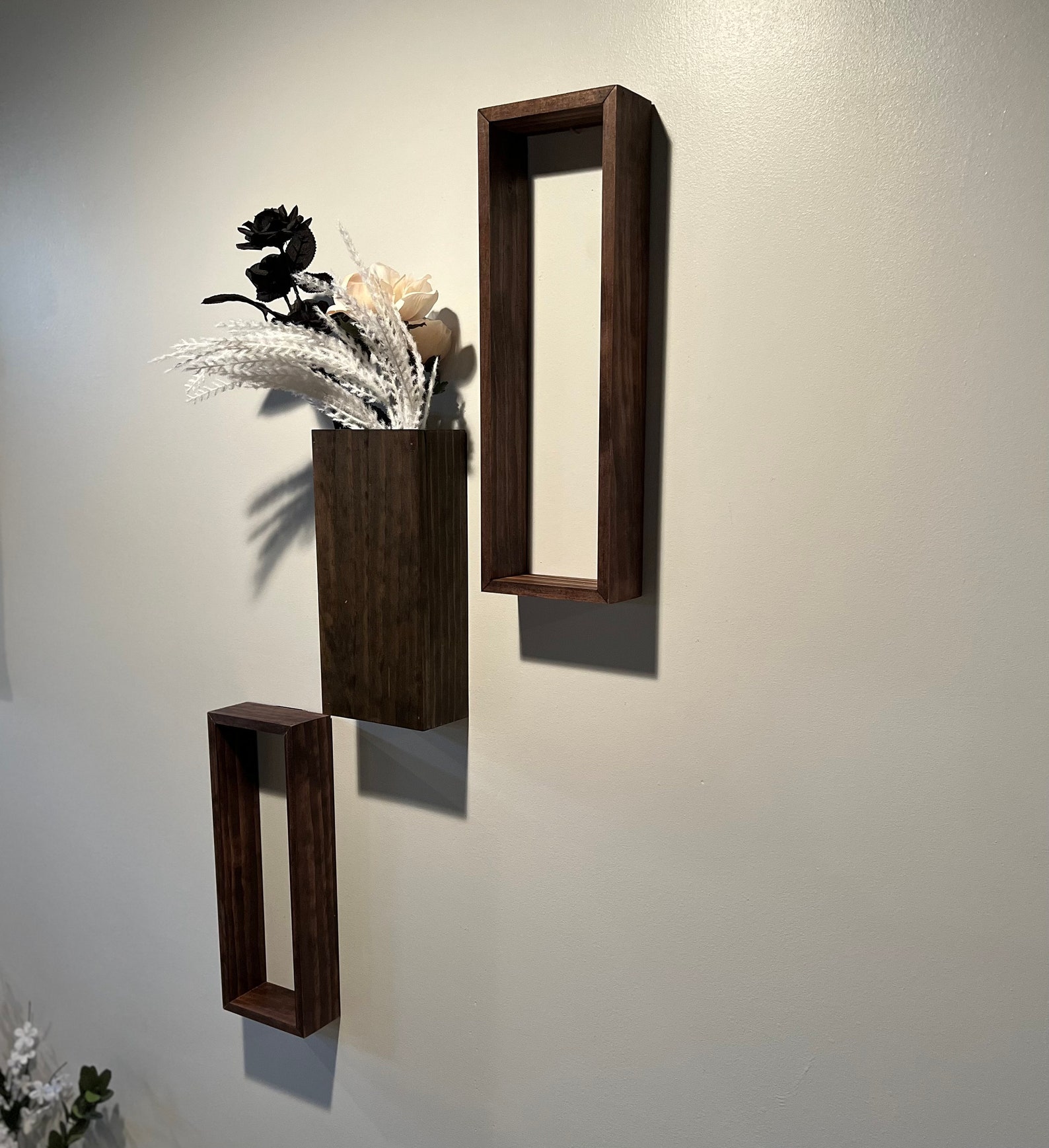 SET OF 2 Long Wood Box Wall Décor Wood Shelving - Etsy