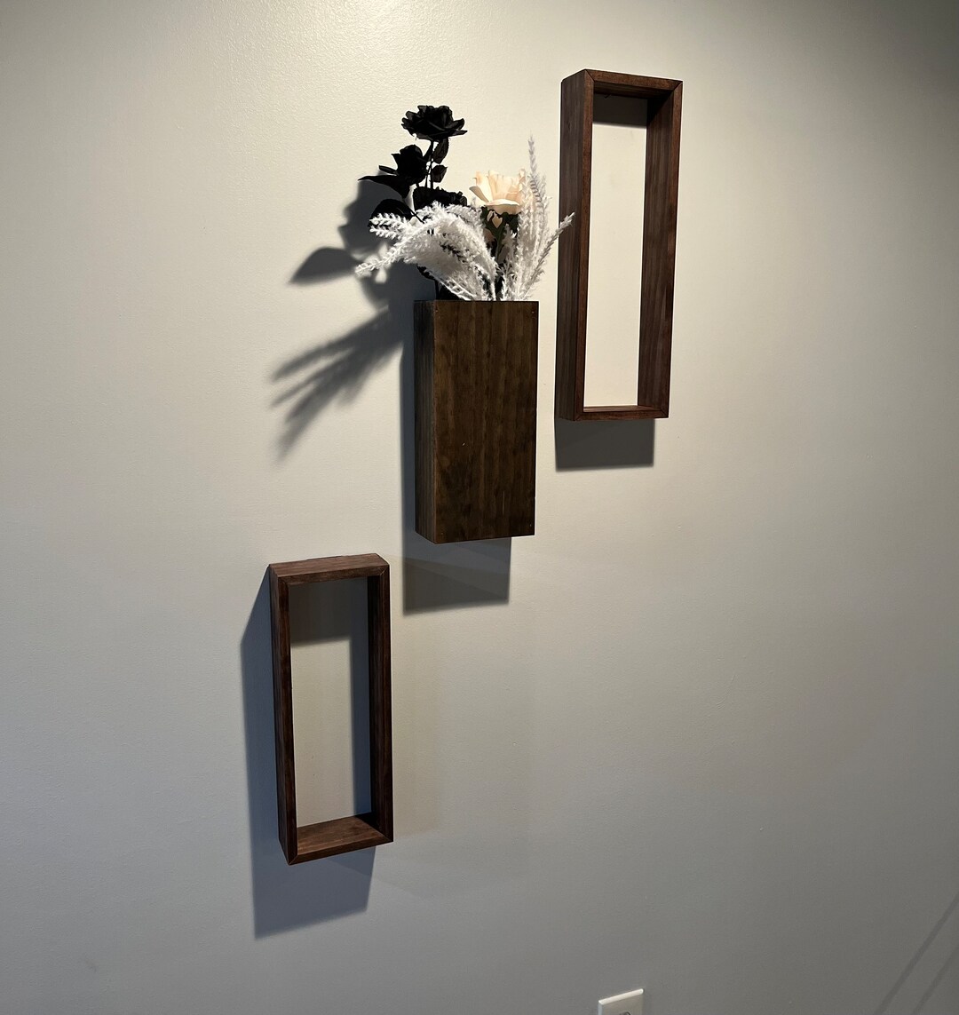 SET OF 2 Long Wood Box Wall Décor Wood Shelving - Etsy