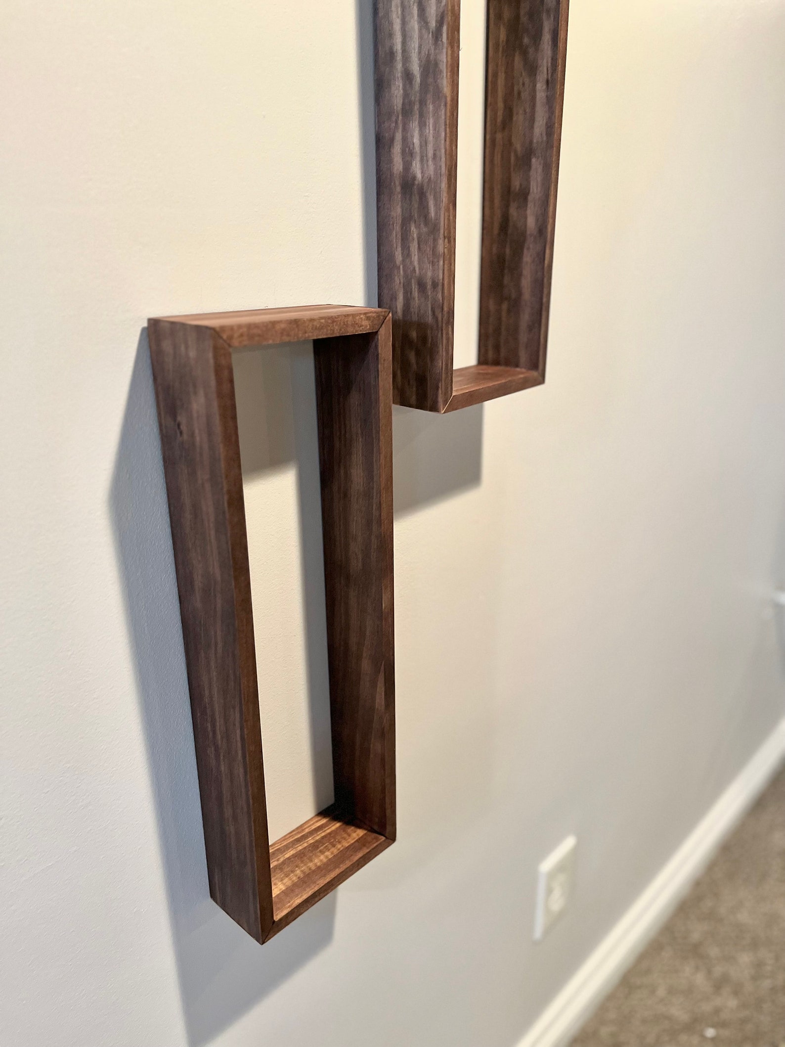 SET OF 2 Long Wood Box Wall Décor Wood Shelving Rustic Farmhouse Wall ...