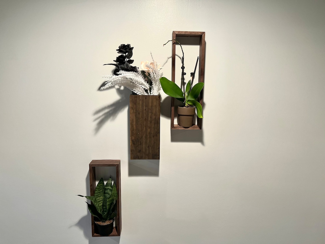 SET OF 2 Long Wood Box Wall Décor Wood Shelving Rustic Farmhouse Wall ...